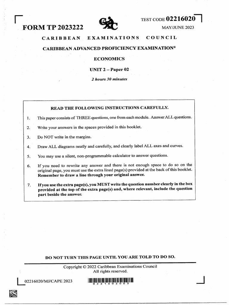 CAPE Economics 2023 U2 Paper 2 | PDF