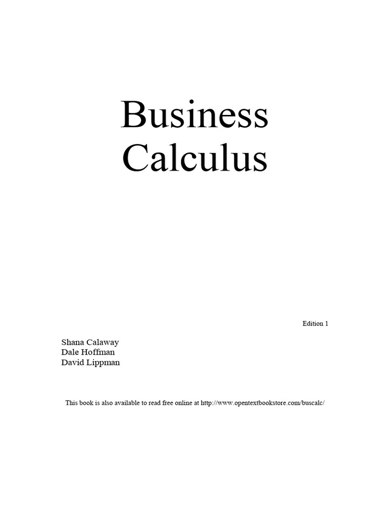 Business Calculus | PDF | Function (Mathematics) | Integral