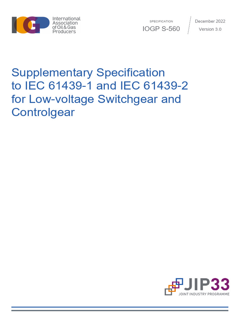 SS To IEC 61439-1 and IEC 61439-2 For LV SG and CG - S-560v2022-12 ...