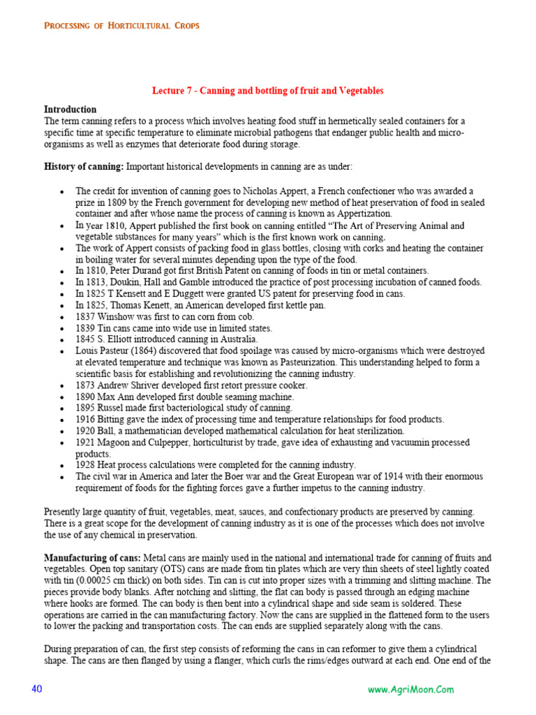 Canning Process Steps Overview | PDF | Canning | Pressure Cooking