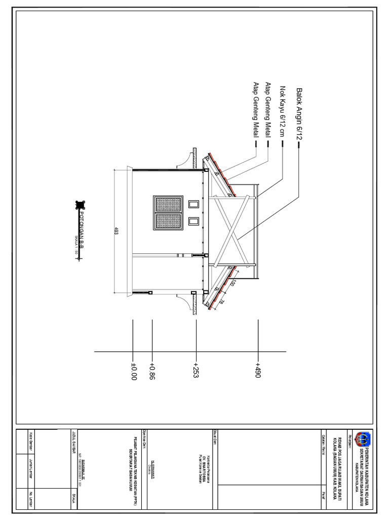 Contoh Potongan B-B Pos Jaga | PDF
