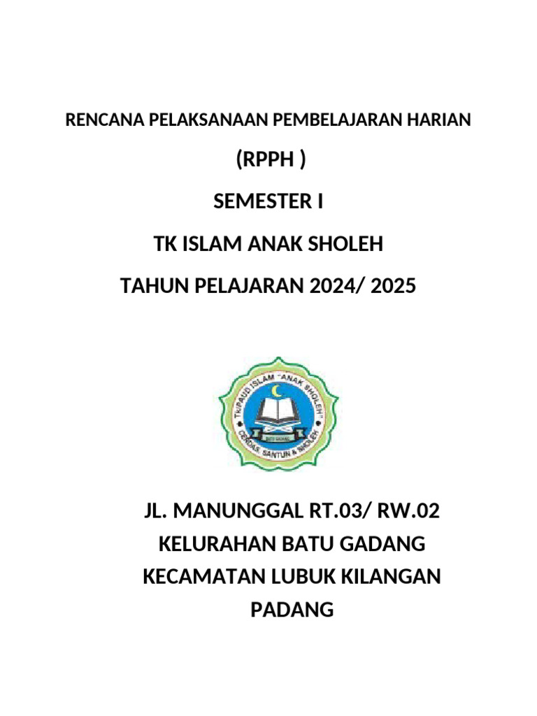 Contoh Rencana Pelaksanaan Pembelajaran Harian | PDF