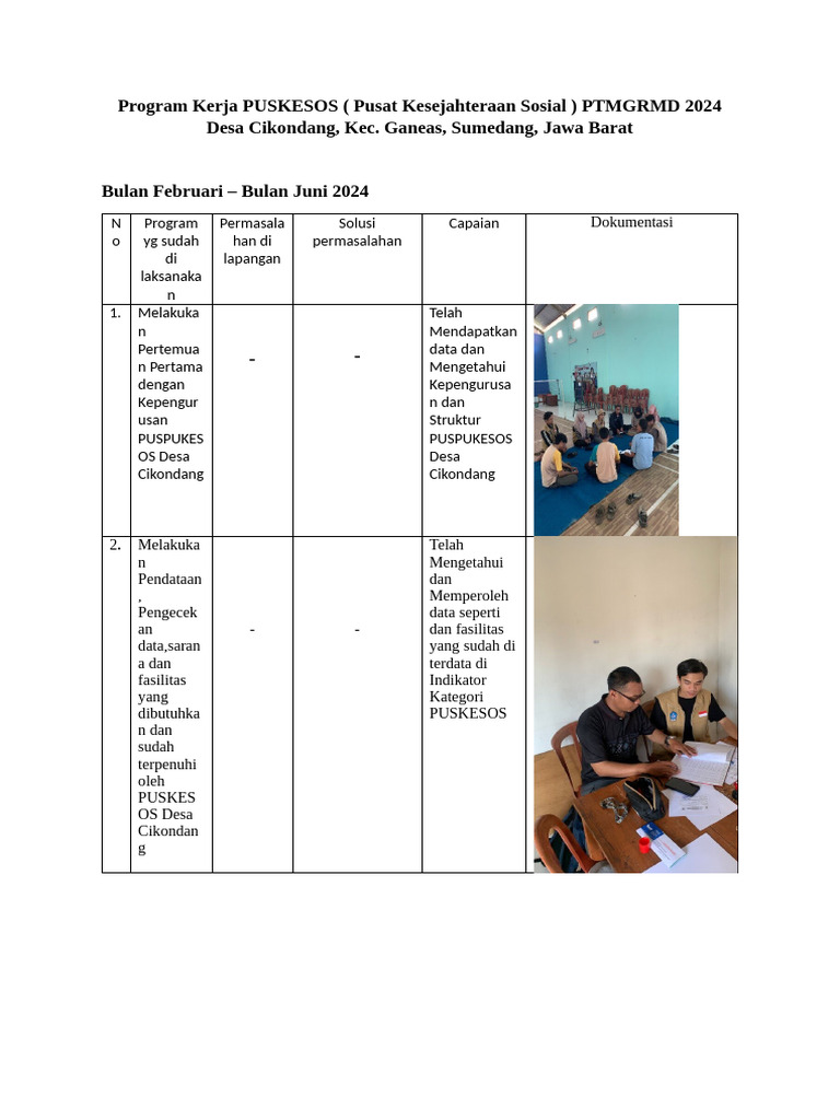 Program Kerja PUSKESOS | PDF