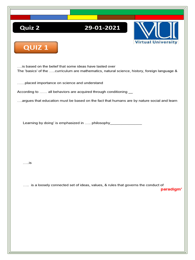 EDU402 ALL IN ONE FILE MCQs | PDF | Curriculum | Learning