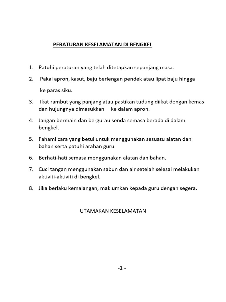 Rambu Keselamatan di Bengkel | PDF