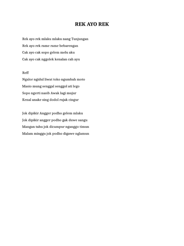 Teks Rek Ayo Rek | PDF