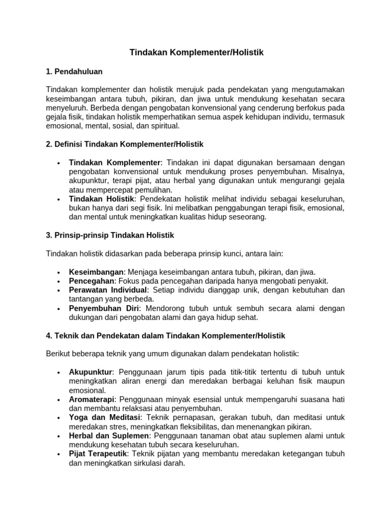 Tindakan Komplementer | PDF