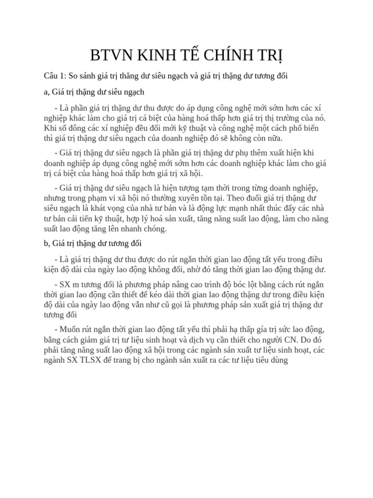 Bài tập KTCT 6 | PDF