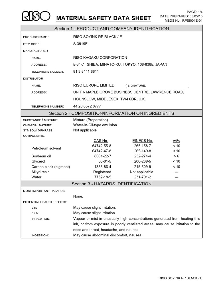RP Soya Ink | PDF | Chemical Substances | Materials