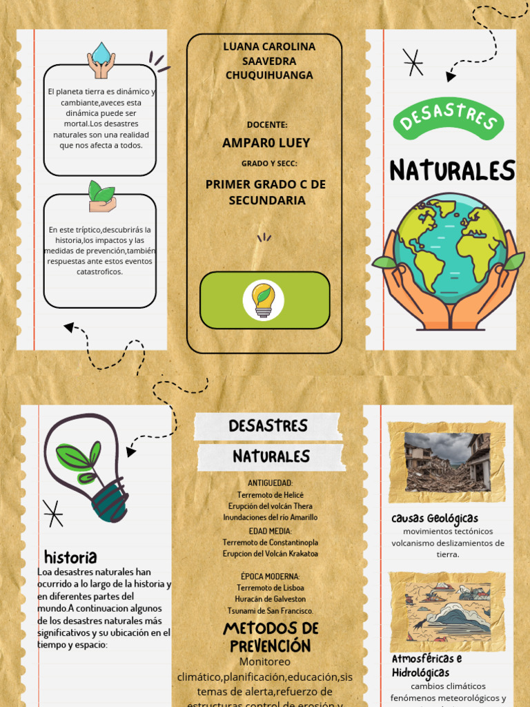 Tríptico de Desastres Naturales | PDF | Desastres naturales | Temblores