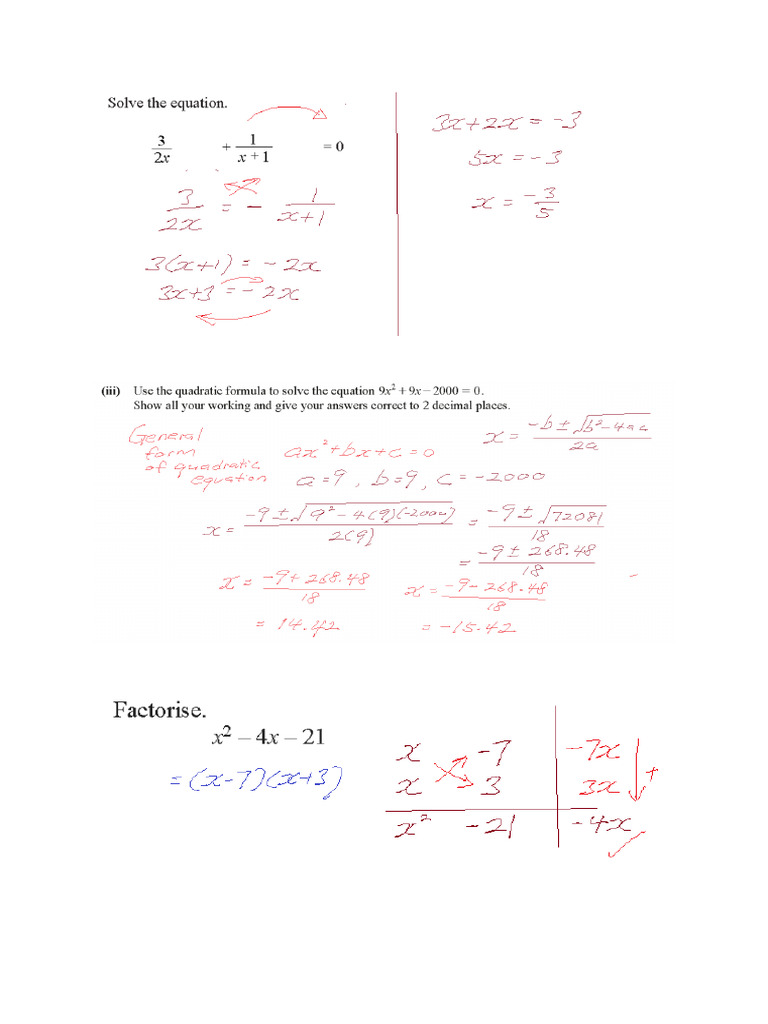 IGCSE Maths Discussion 24.6.4 Quadratic Equations and Factorisation | PDF