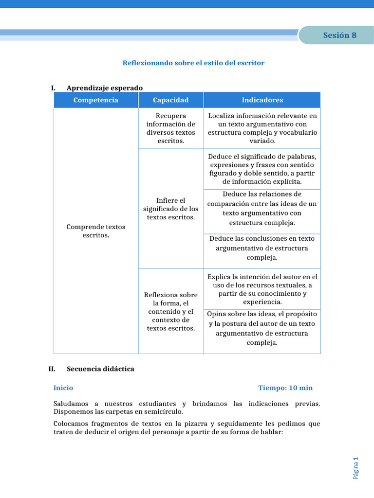 Sesión 8 Estilo Del Escritor | PDF | Escritores | Comunicación