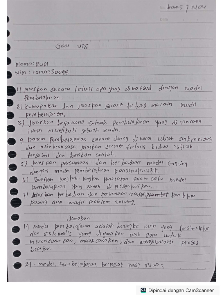 Uts Model Pembelajaran | PDF