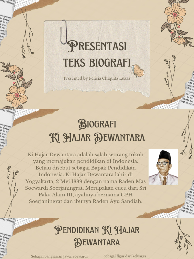 Presentasi Teks Biografi Ki Hajar Dewantara | PDF