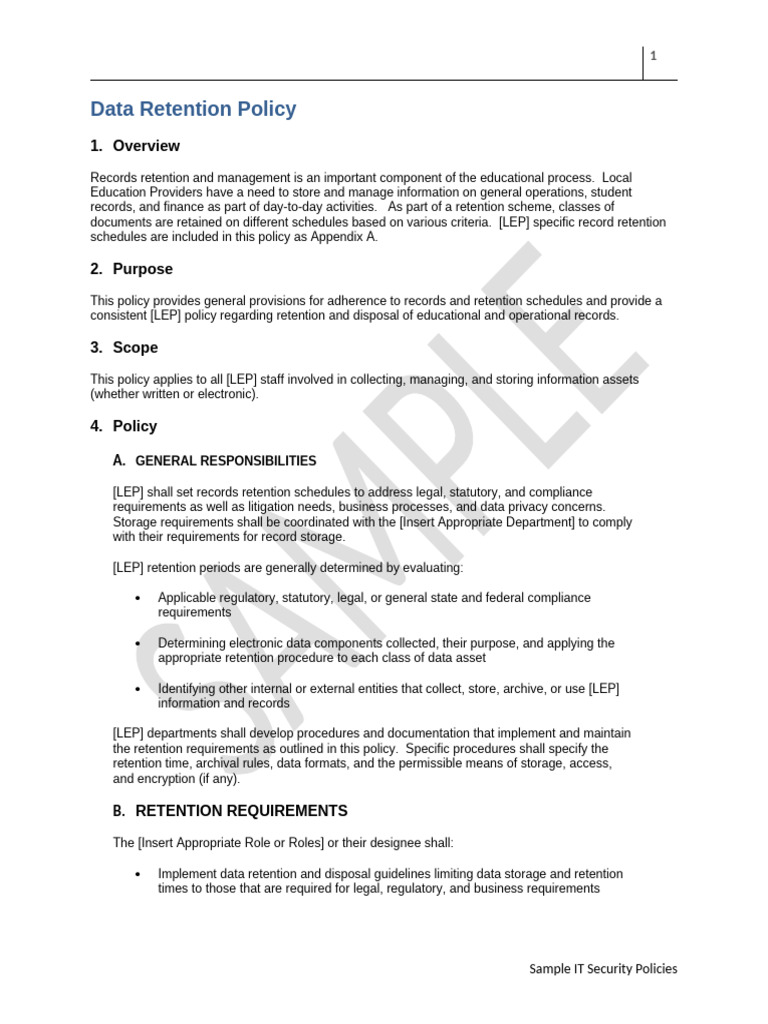 LEP Data Retention Policy | PDF | Bonds (Finance) | Accounts Payable