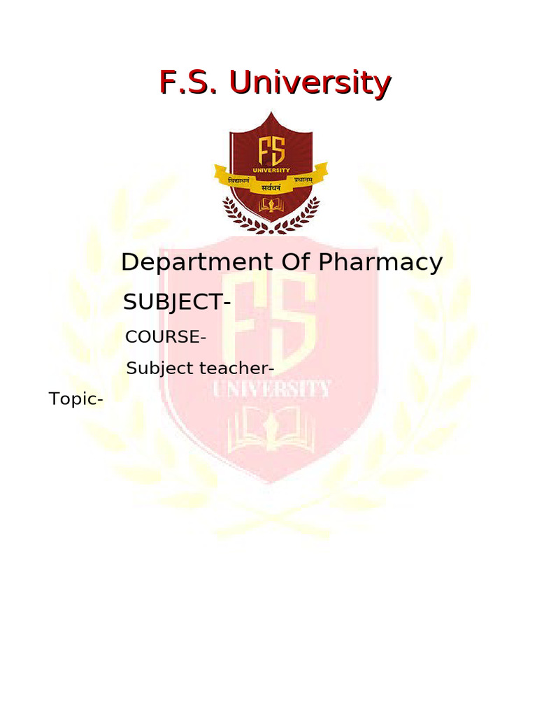 Department of Pharmacy | PDF | Science & Mathematics