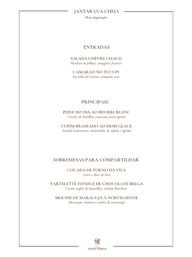 Menu Lua Cheia | PDF