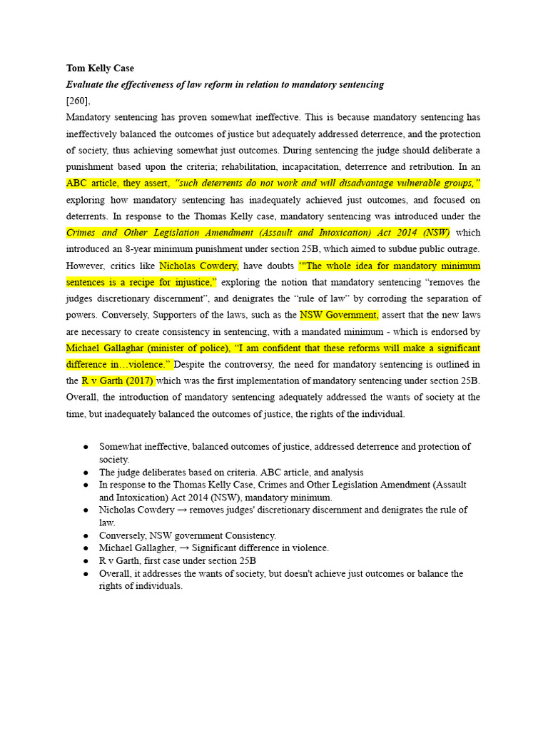 Effectiveness of Mandatory Sentencing Reform | PDF | Mandatory ...