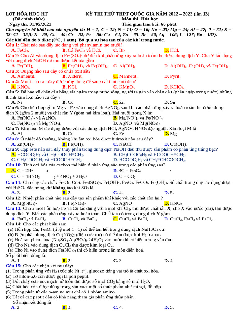 Tong Hop 11 | PDF