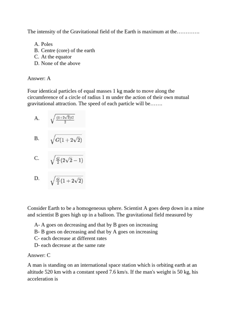 Test Bank | PDF | Gravity | Earth