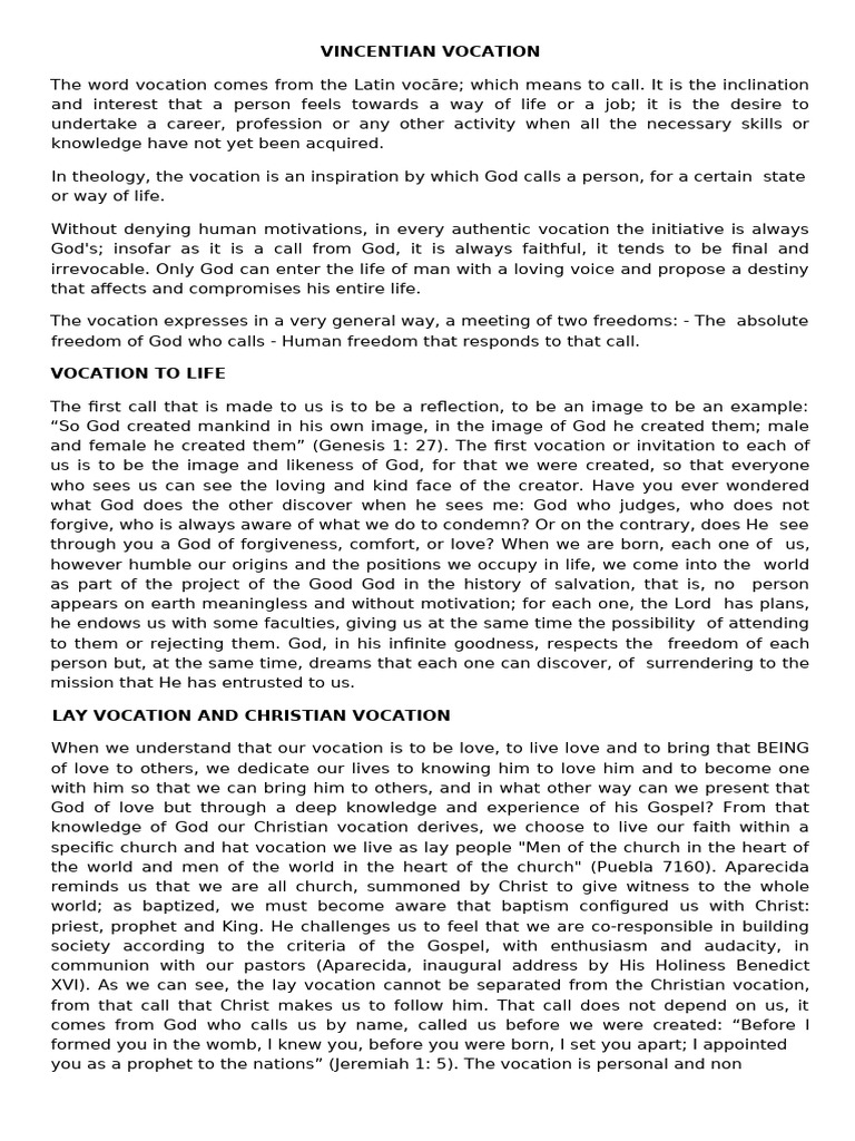 VINCENTIAN VOCATION | PDF | Jesus | God