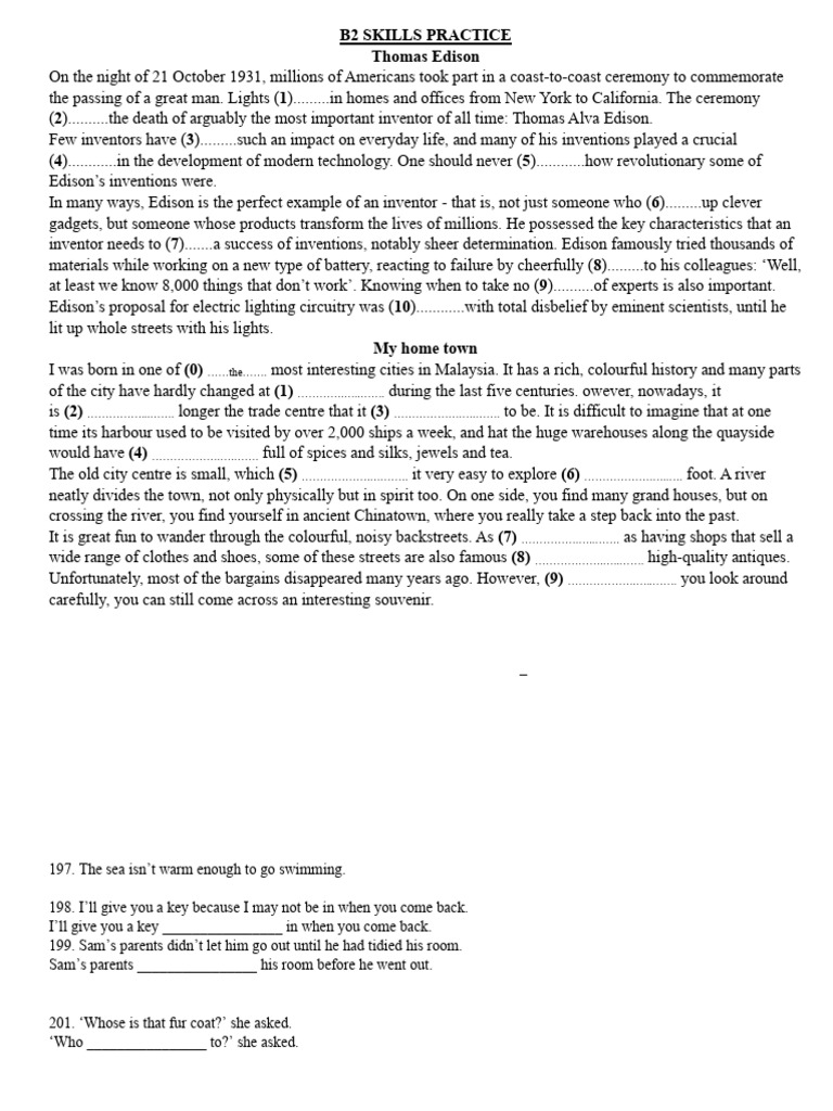 B2 Listening and Reading Test 1 - Practice | PDF | News | Swimming