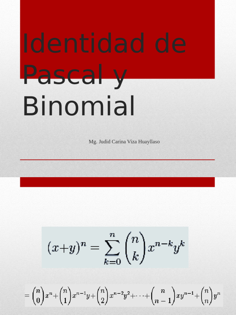 Identidad de Pascal y Binomial | PDF