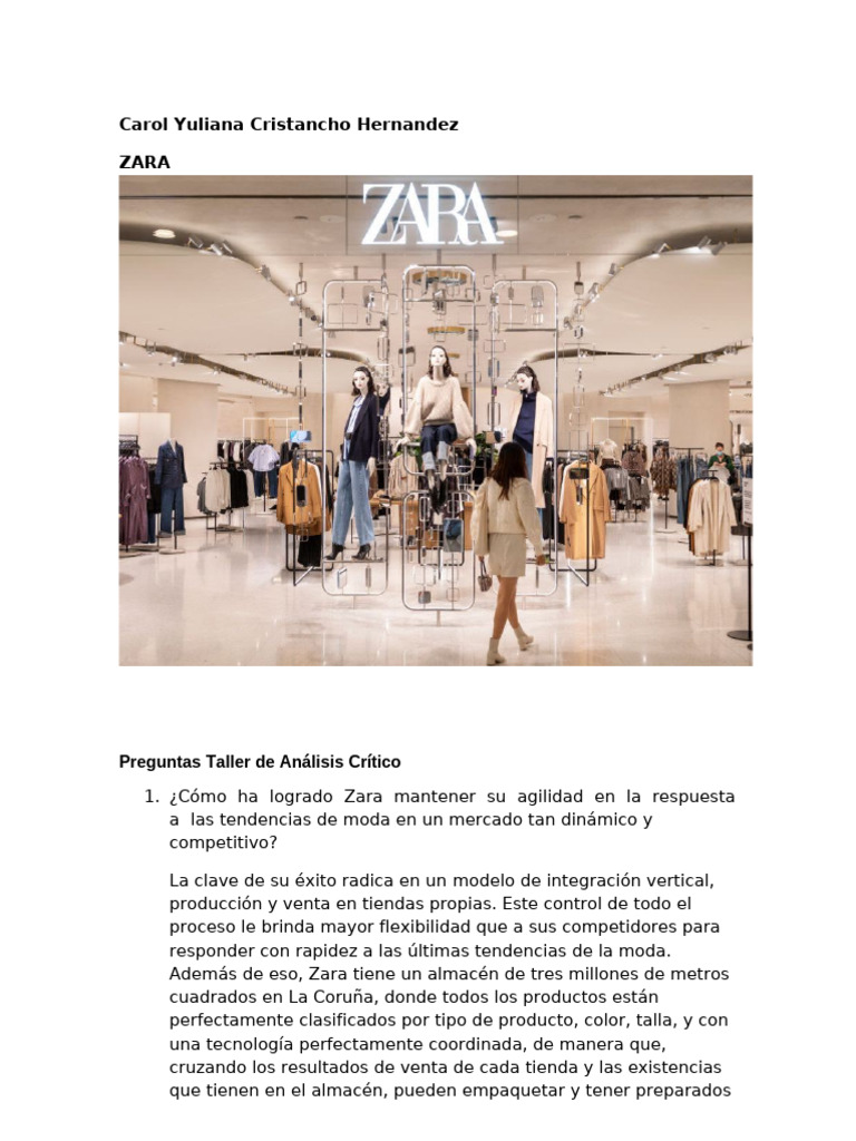 Taller Individual Caso Exito Zara | PDF | Moda | Cadena de suministro