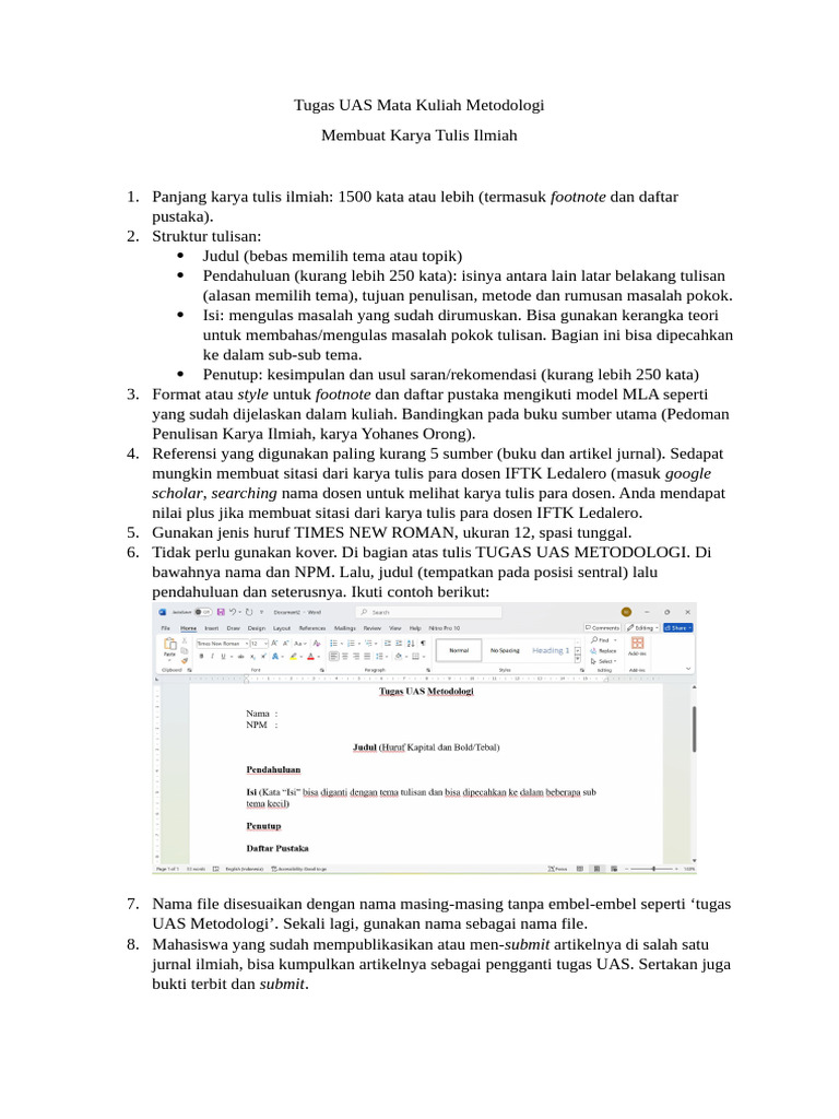 Tugas UAS Mata Kuliah Metodologi | PDF