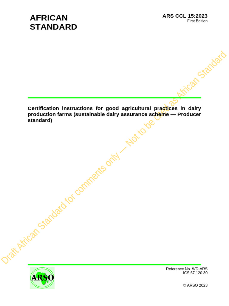 ARS CAPI 15-2023,, Certification Instructure For Good | PDF | Audit | Dairy