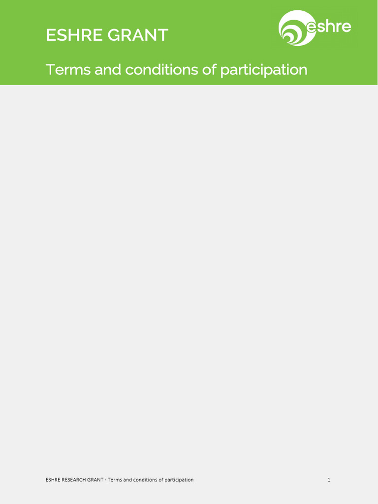 Terms and Conditions ESHRE Research Grant | PDF | Common Law | Private Law