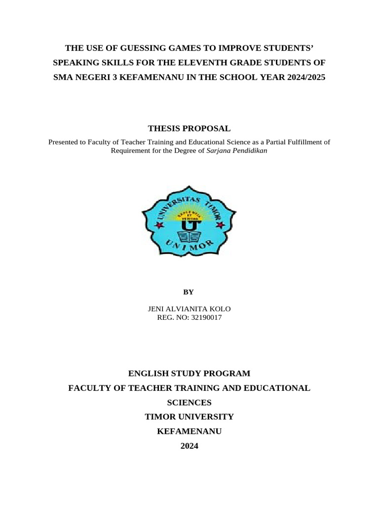 Proposal Jeni Alvianita Kolo 7 | PDF | Fluency | Vocabulary