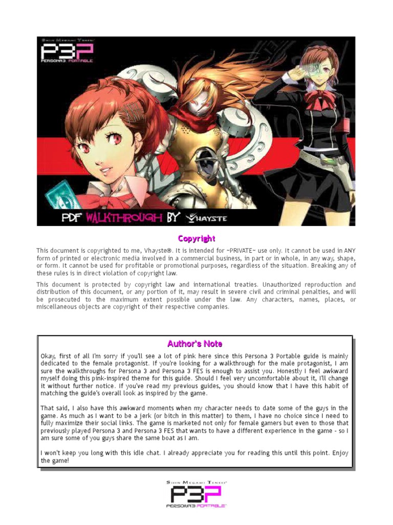 Persona 3 Portable | PDF | Leisure