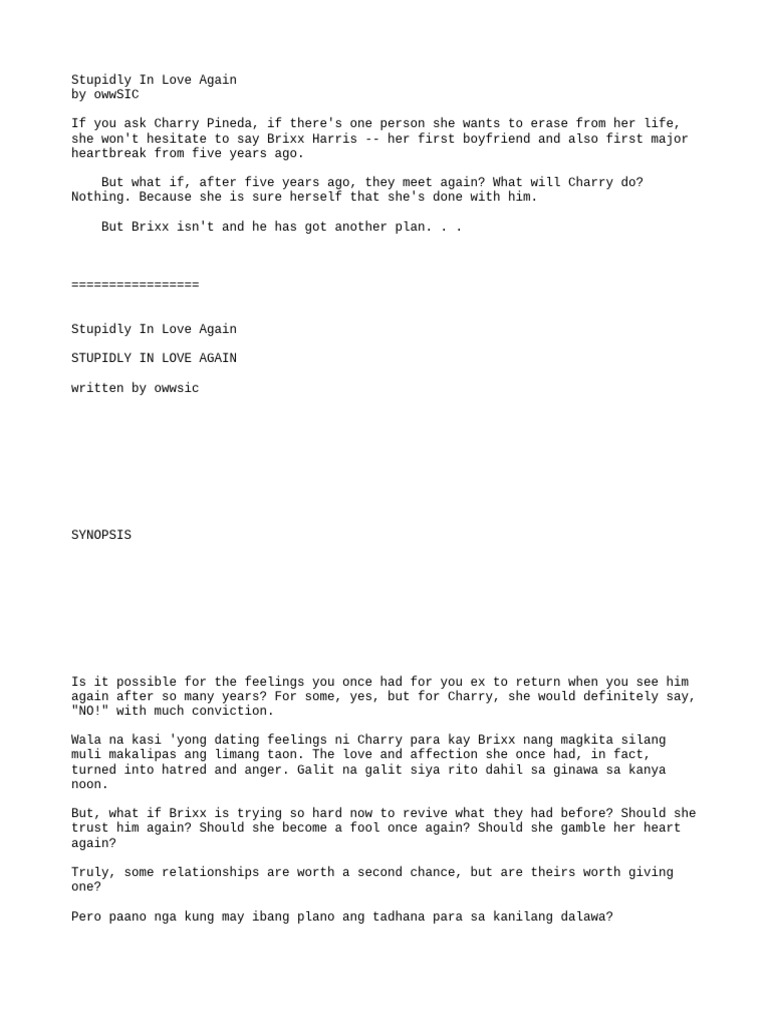 Stupidly in Love Again-Owwsic | PDF