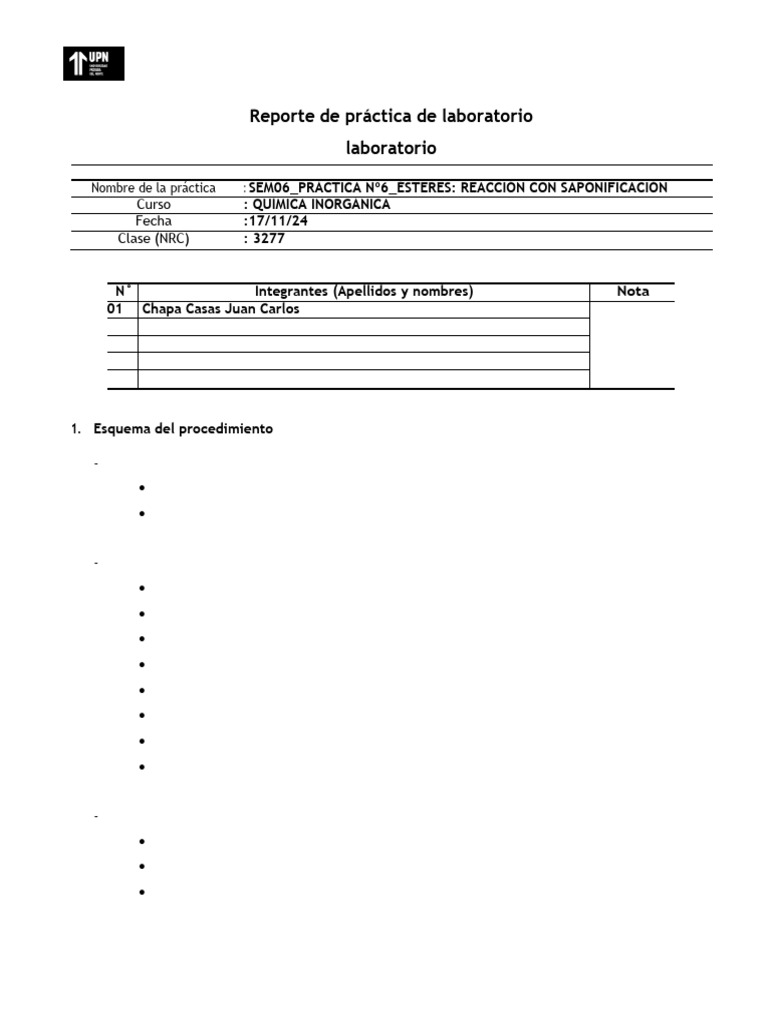 Informe Lab 6 | PDF | Jabón | Sal (química)