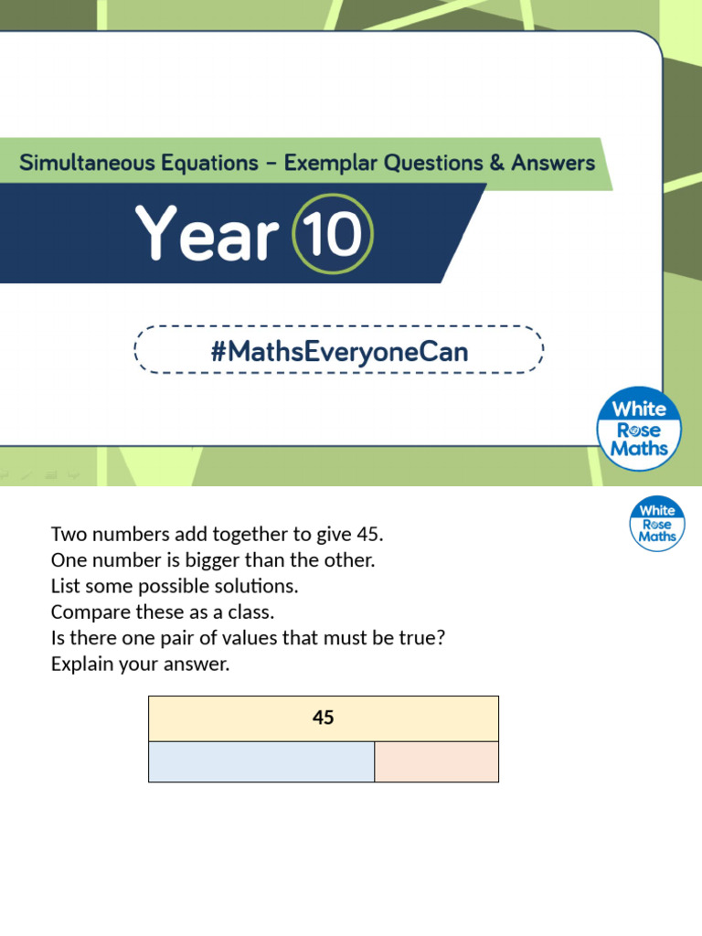 WRM Year 10 Simultaneous Equations Exemplar Questions and Answers | PDF ...