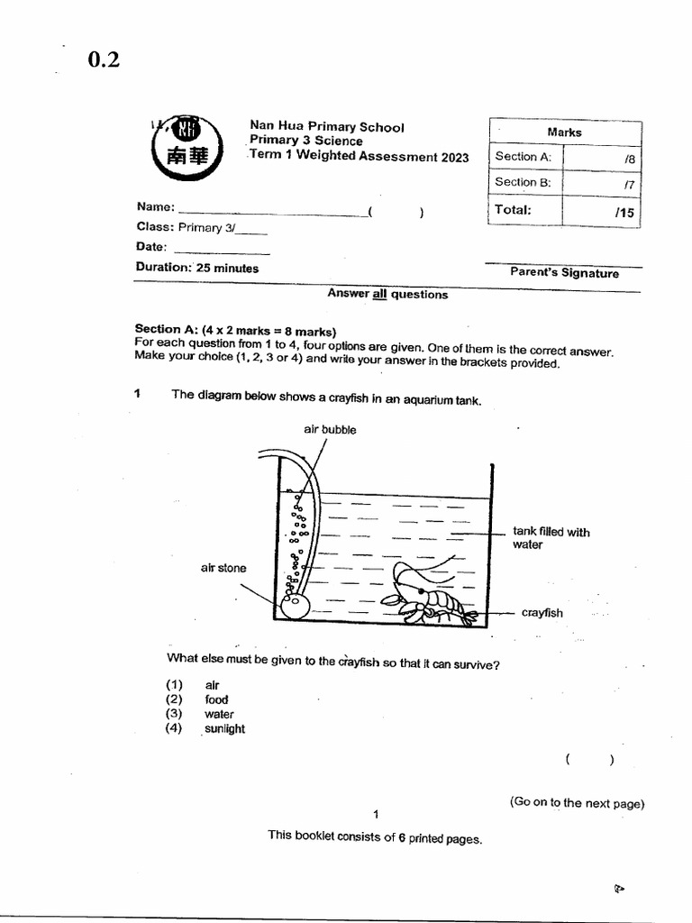 P3 Science 2023 WA1 Nanhua | PDF