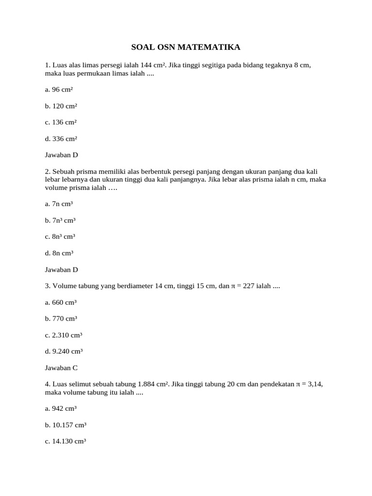 Soal Osn Matematika 2023 | PDF | Metode & Bahan Ajar | Griya & Taman