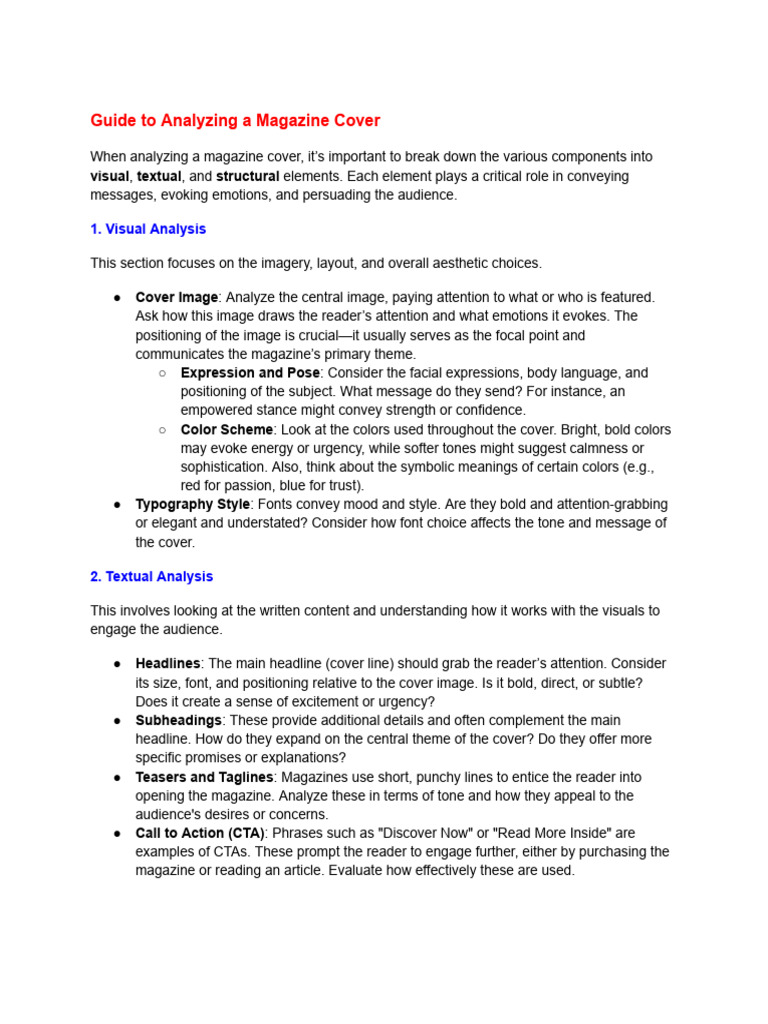 Analyzing Magazine Cover Elements | PDF | Typography | Emotions