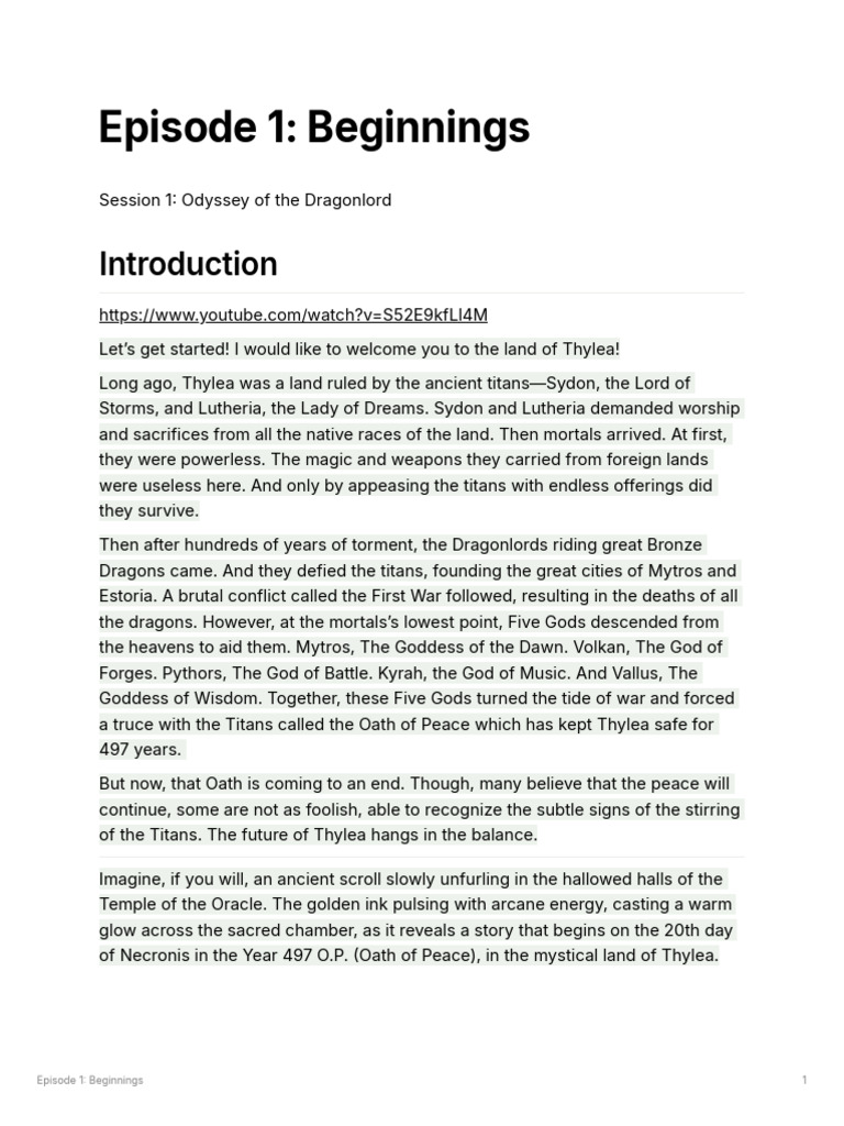 Dragonlords Session1 | PDF | Social Science | History