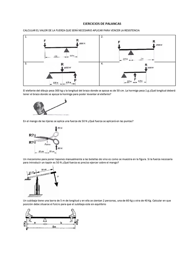 Ejercicios de Palancas | PDF