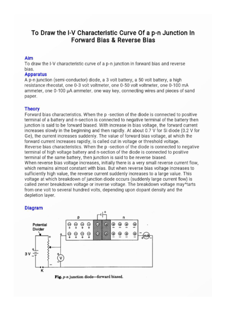 Expt 8 - PN Junction Diode | PDF
