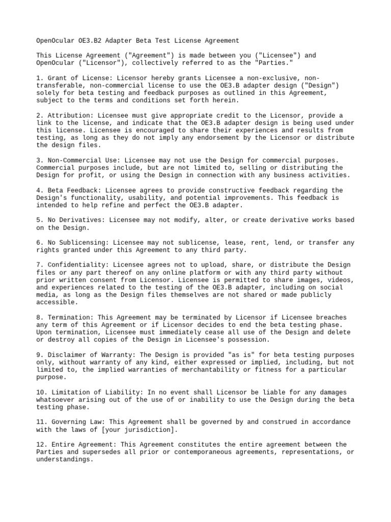 OE3.B2 License Agreement | PDF | License | Private Law