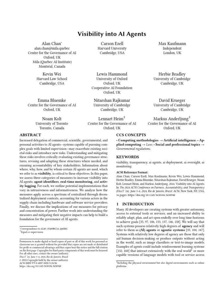 Visibility Into AI Agents | PDF | Artificial Intelligence ...