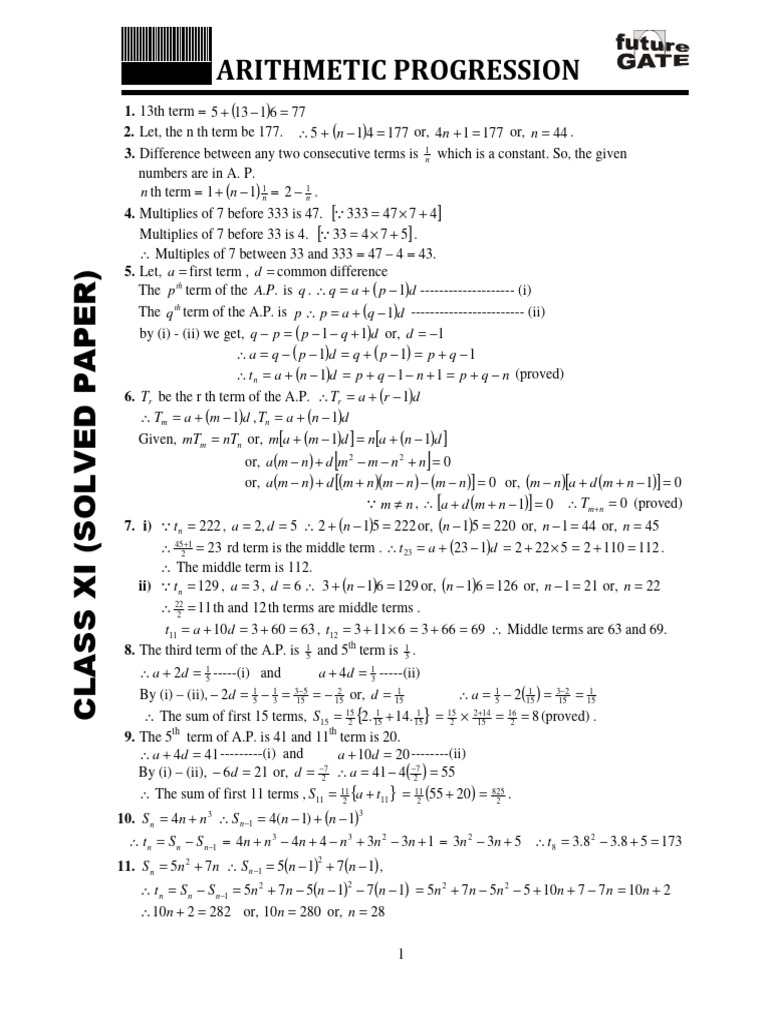 Arithmetic Progression Solved Paper | PDF | Arithmetic | Mathematics
