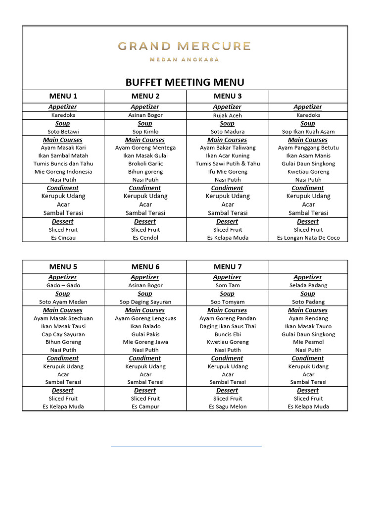 Meeting Menu 2025 | PDF | Cuisine | Food And Drink