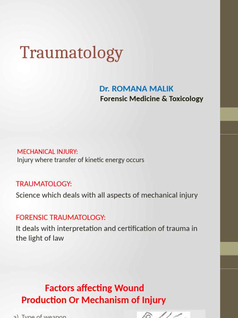 Forensic Traumatology Overview | PDF | Wound | Causes Of Death
