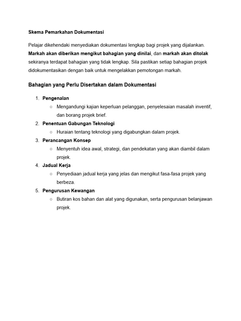 Skema Pemarkahan Dokumentasi | PDF
