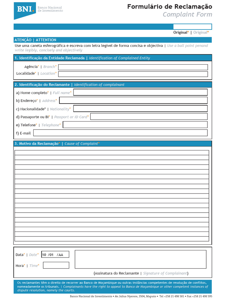 Formulario de Reclamacoes | PDF