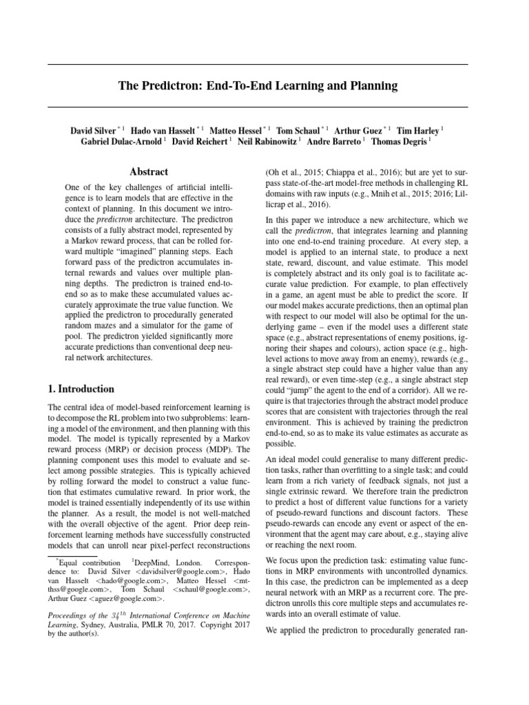 The Predictron End-To-End Learning and Planning | PDF | Applied Mathematics